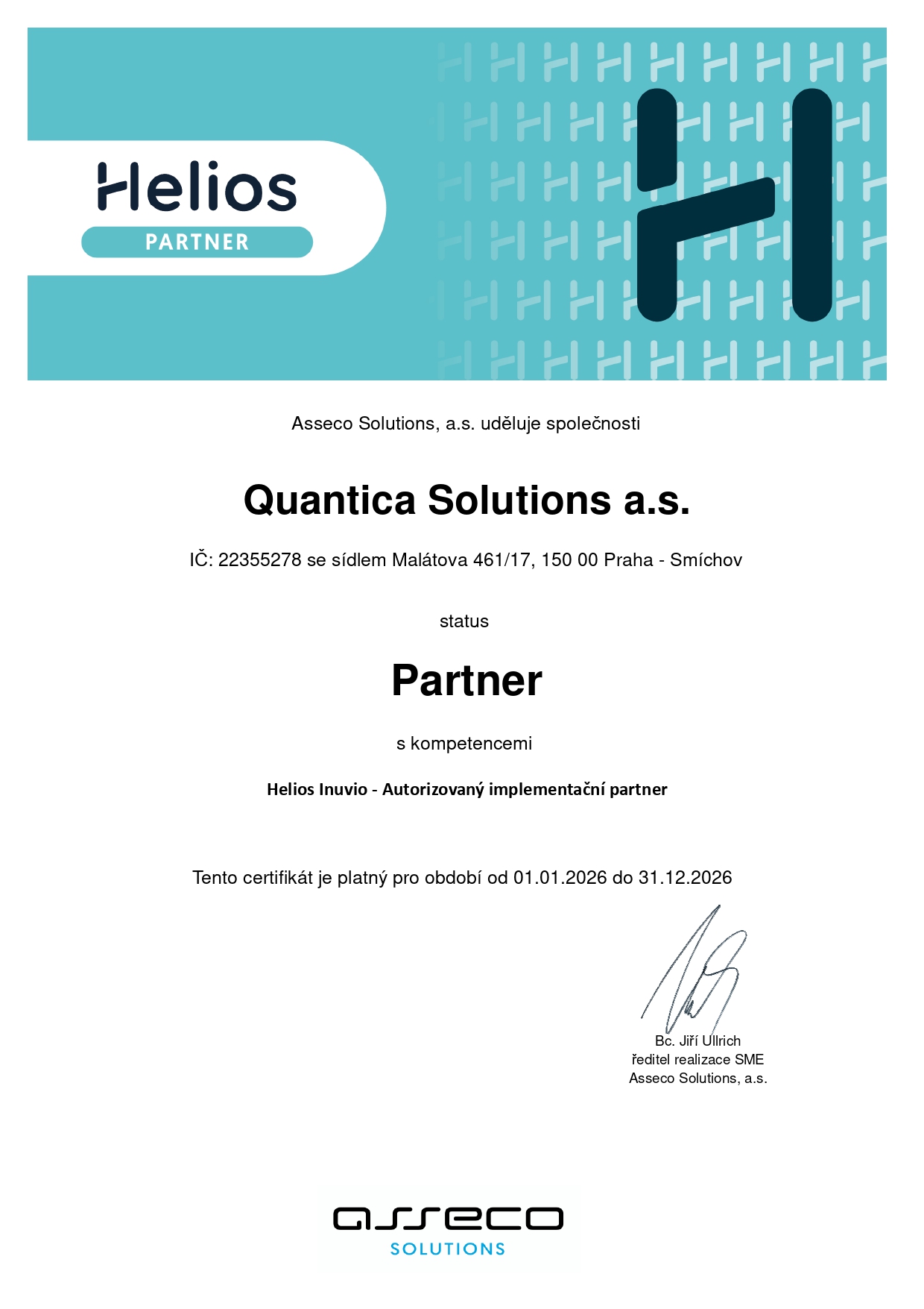 Quantica Solutions a.s.